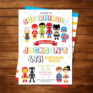 Self Editable, Superheroes Birthday Invitation, Superhero Invitation ...