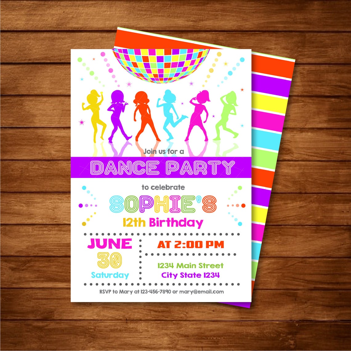 EDITABLE, Disco Birthday Invitation, Dance Invitation, Girls Disco ...