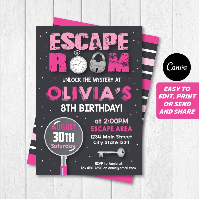 Editable, Escape Room Invitation, Escape Room Girls Birthday, Escape ...