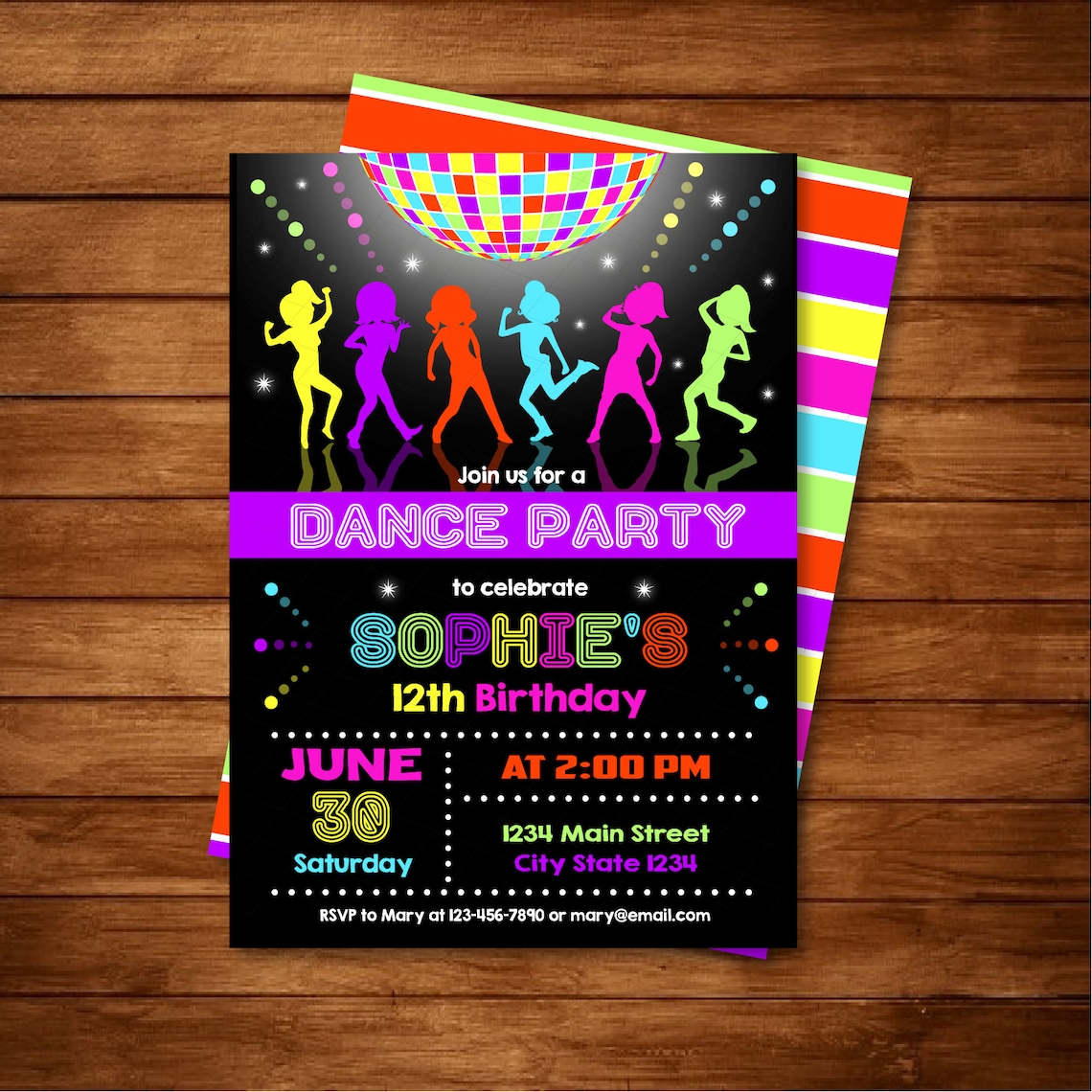EDITABLE, Disco Birthday Invitation, Dance Invitation, Girls Disco ...