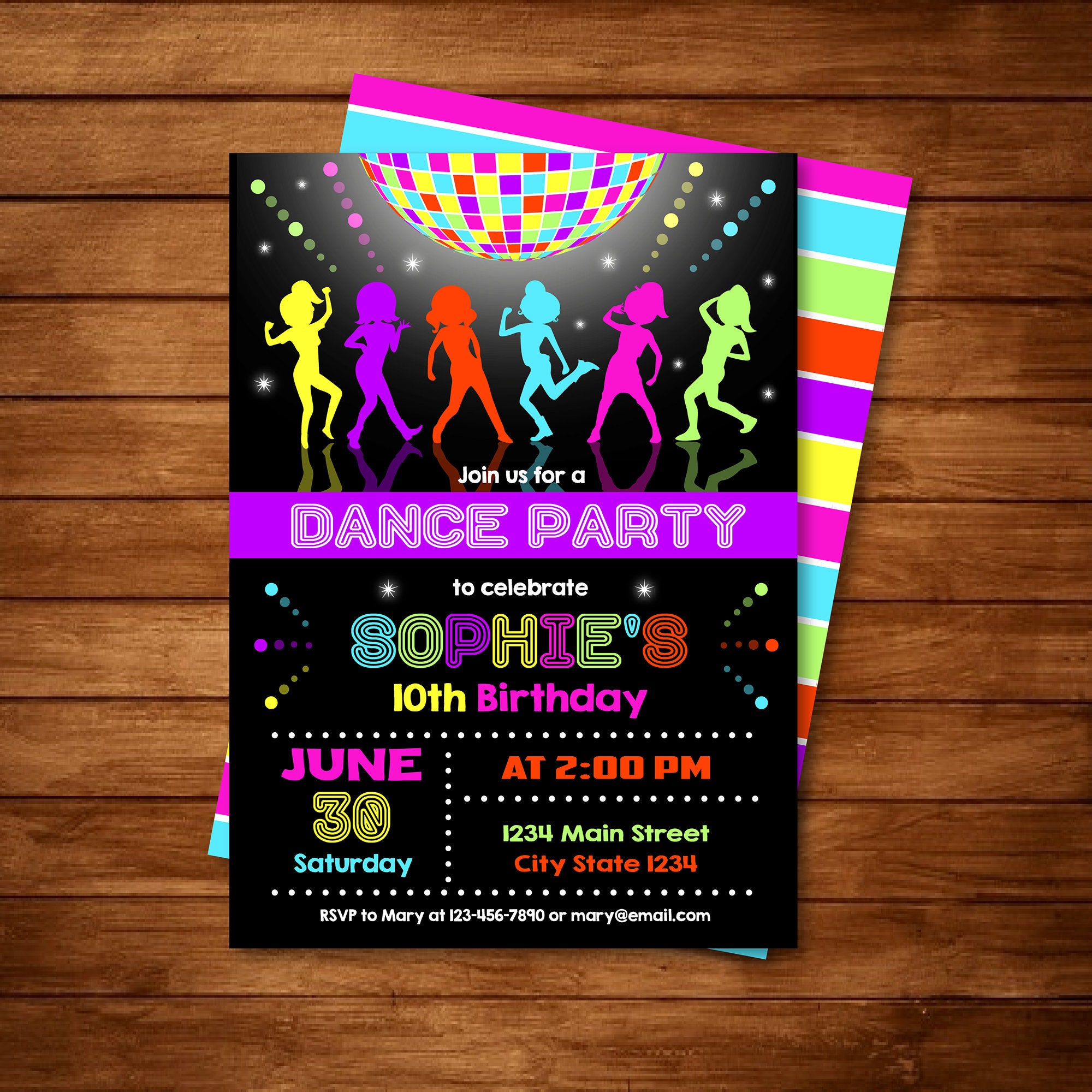EDITABLE Disco Birthday Invitation Dance Invitation Disco - Etsy