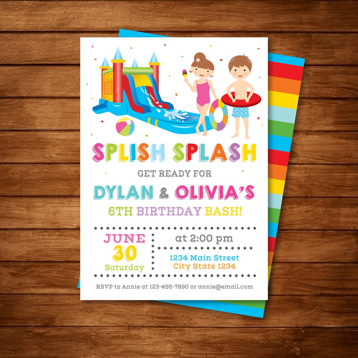 EDITABLE Water Slide Birthday Invitation Waterslide - Etsy