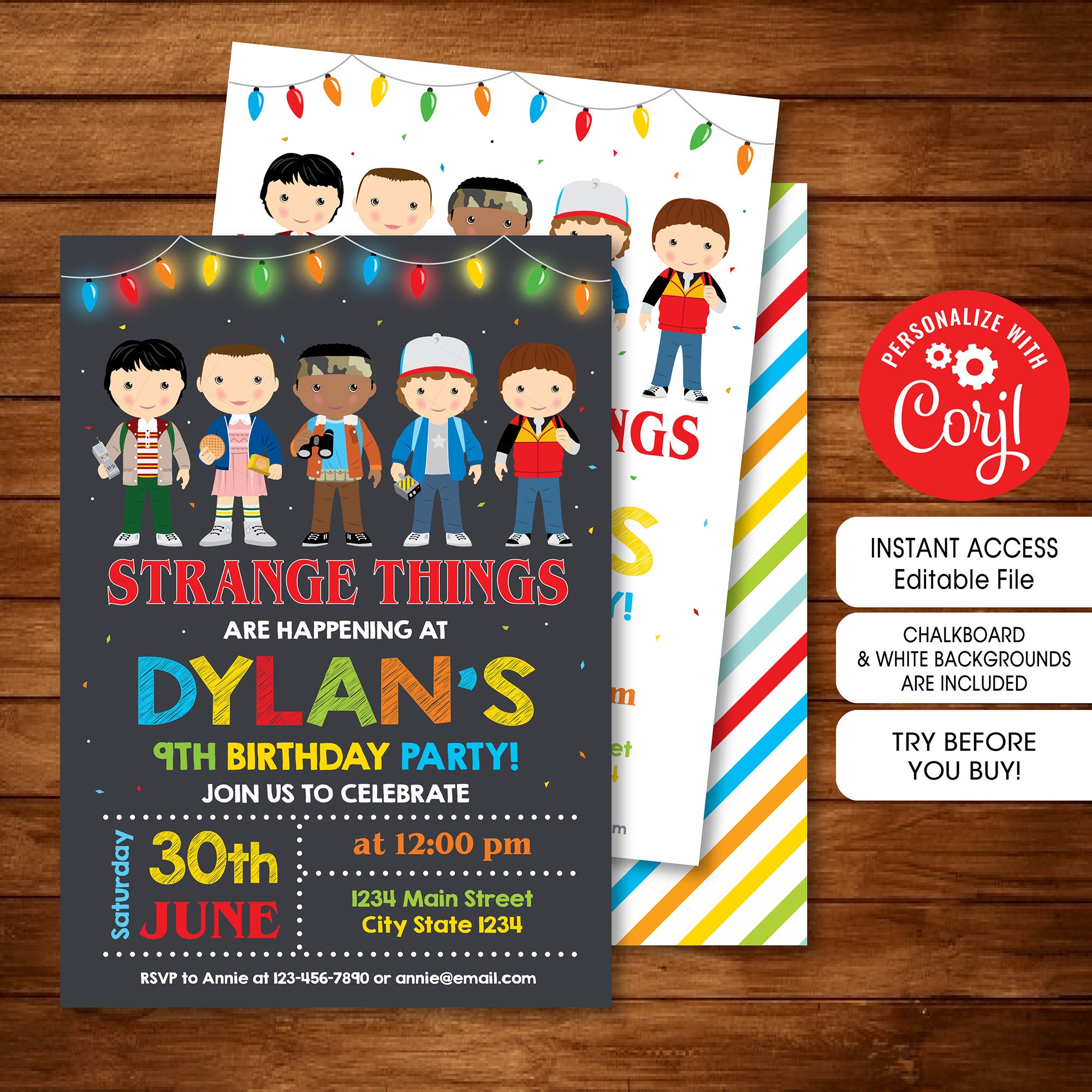 Editable Stranger Kids Birthday Invitation Stranger Kids - Etsy