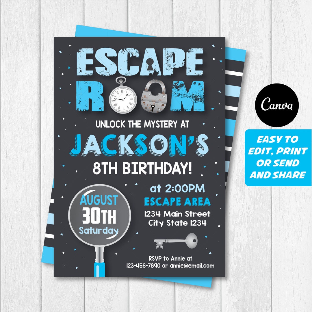 Editable, Escape Room Invitation, Escape Room Boys Birthday, Escape ...