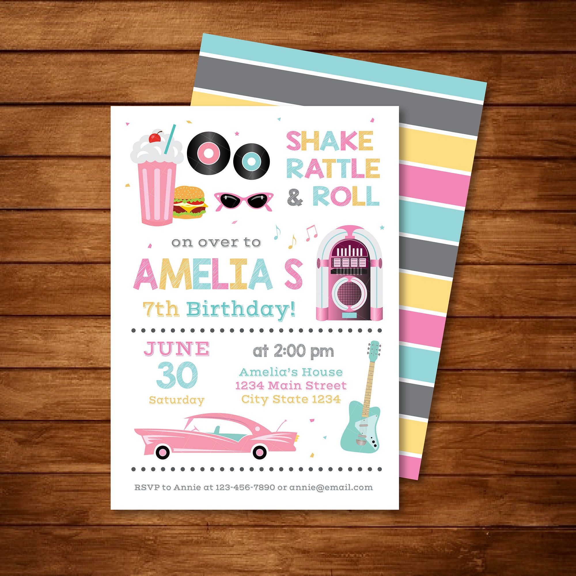 EDITABLE Fifties Birthday Invitation 50's Birthday - Etsy