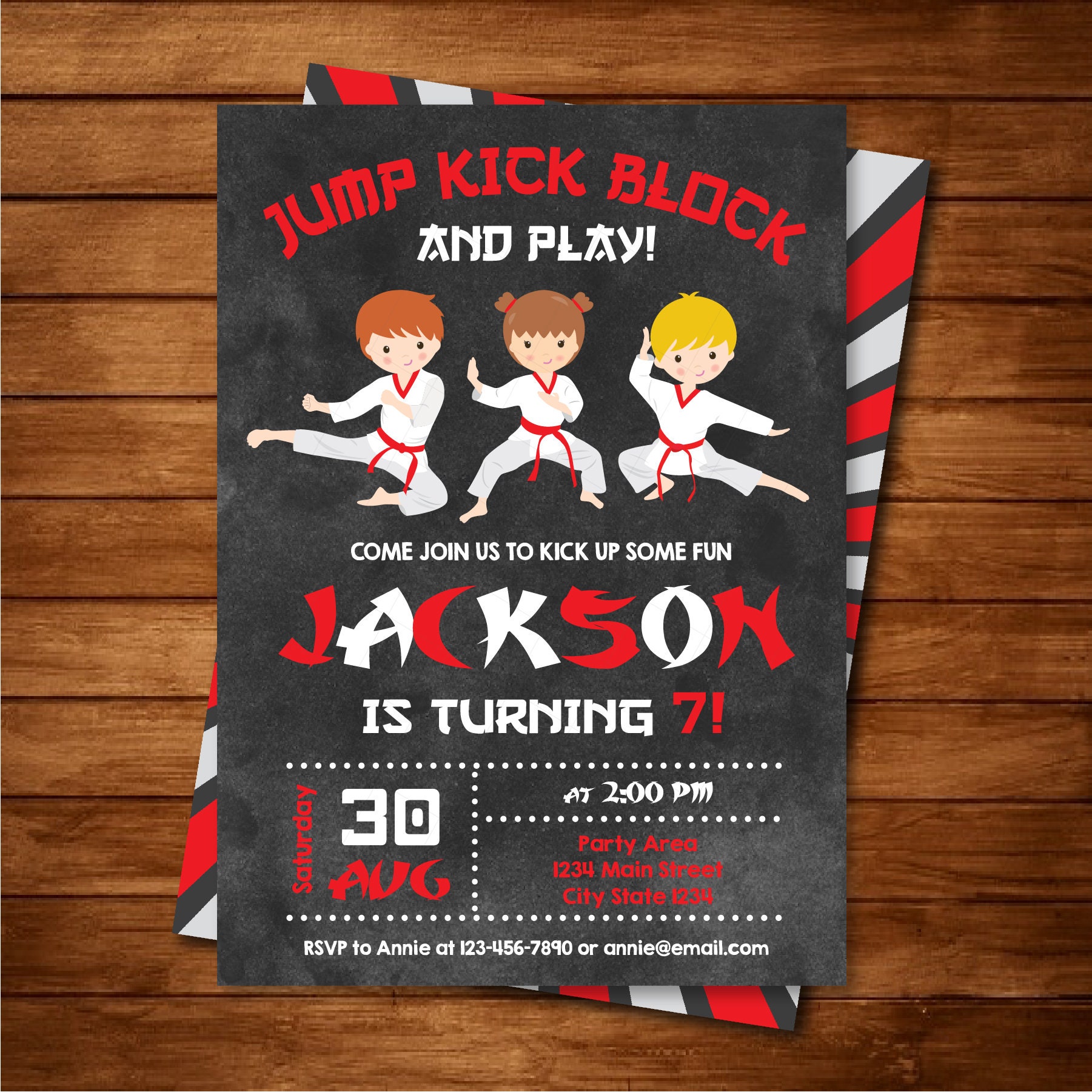 Self Editable, Karate Birthday Invitation, Taekwodo Invitation, Karate ...
