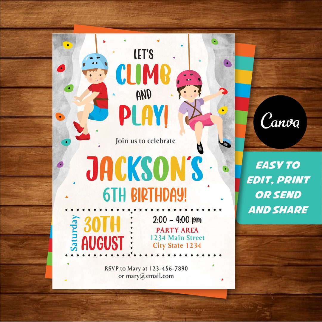 EDITABLE, Rock Climbing Invitation, Climbing Invite, Rock Climbing ...