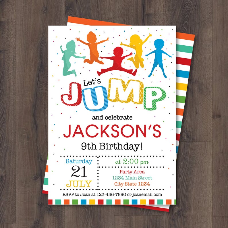 Editable Jump Birthday Invitation Jump Invitation Jump - Etsy