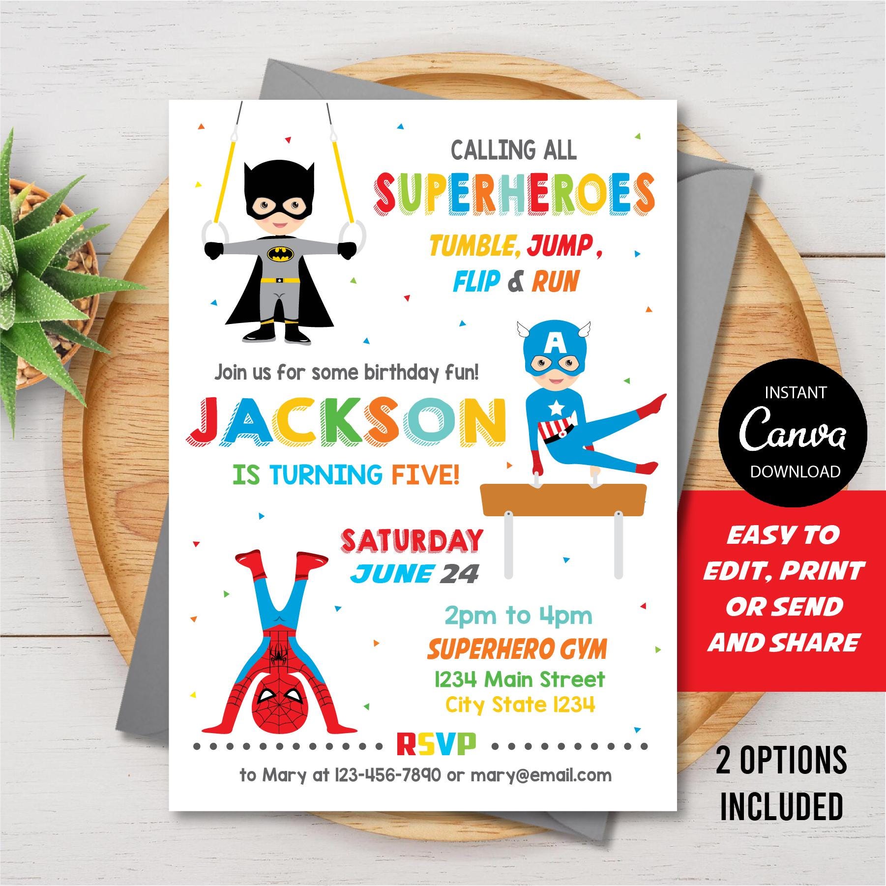 Superhero Gymnastics Invitation, Superheroes Party, Superhero ...