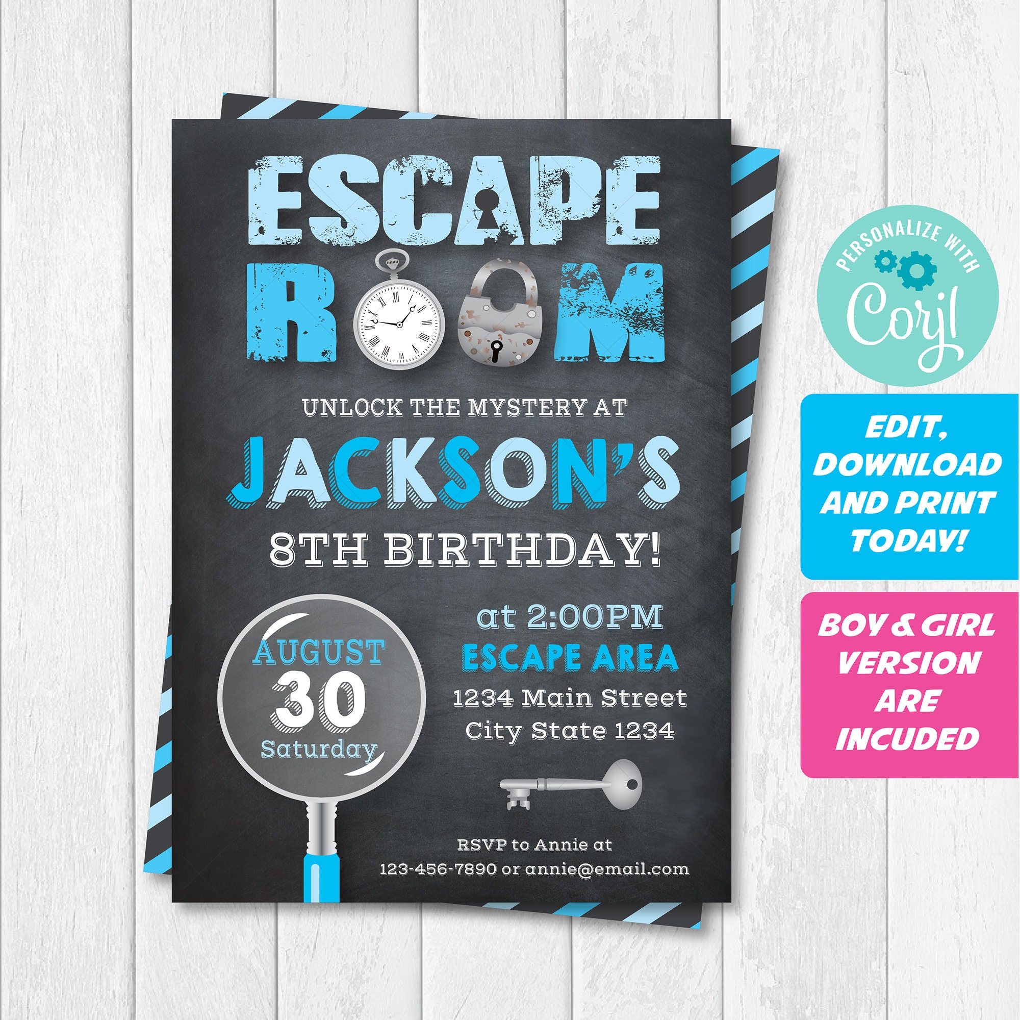 Editable Escape Room Invitation Escape Room Birthday Escape - Etsy