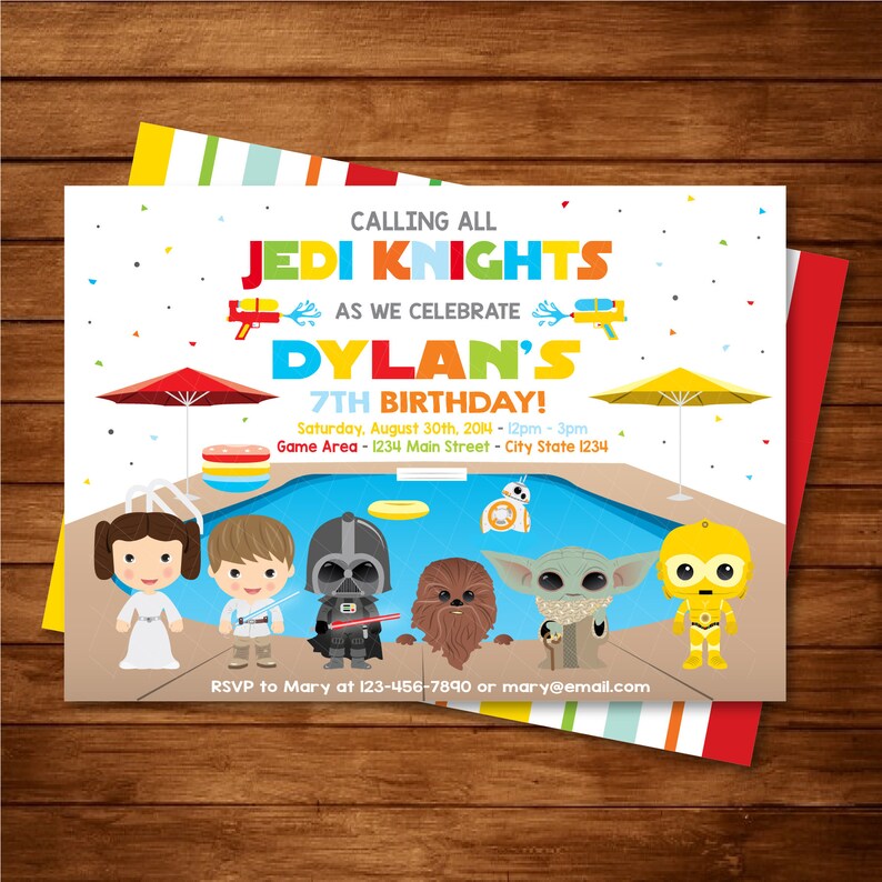 EDITABLE, Star Wars Pool Birthday Invitation, Star Wars Pool Party ...