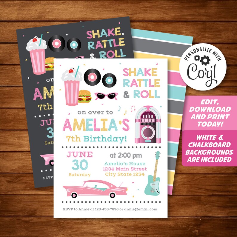 EDITABLE Fifties Birthday Invitation 50's Birthday - Etsy