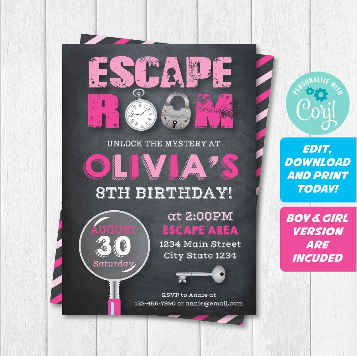 Editable Escape Room Invitation Escape Room Birthday Escape - Etsy