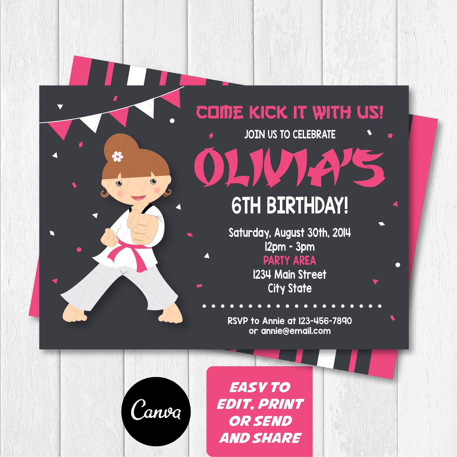 EDITABLE, Girls Karate Invitation, Taekwondo Invitation, Taekwondo ...