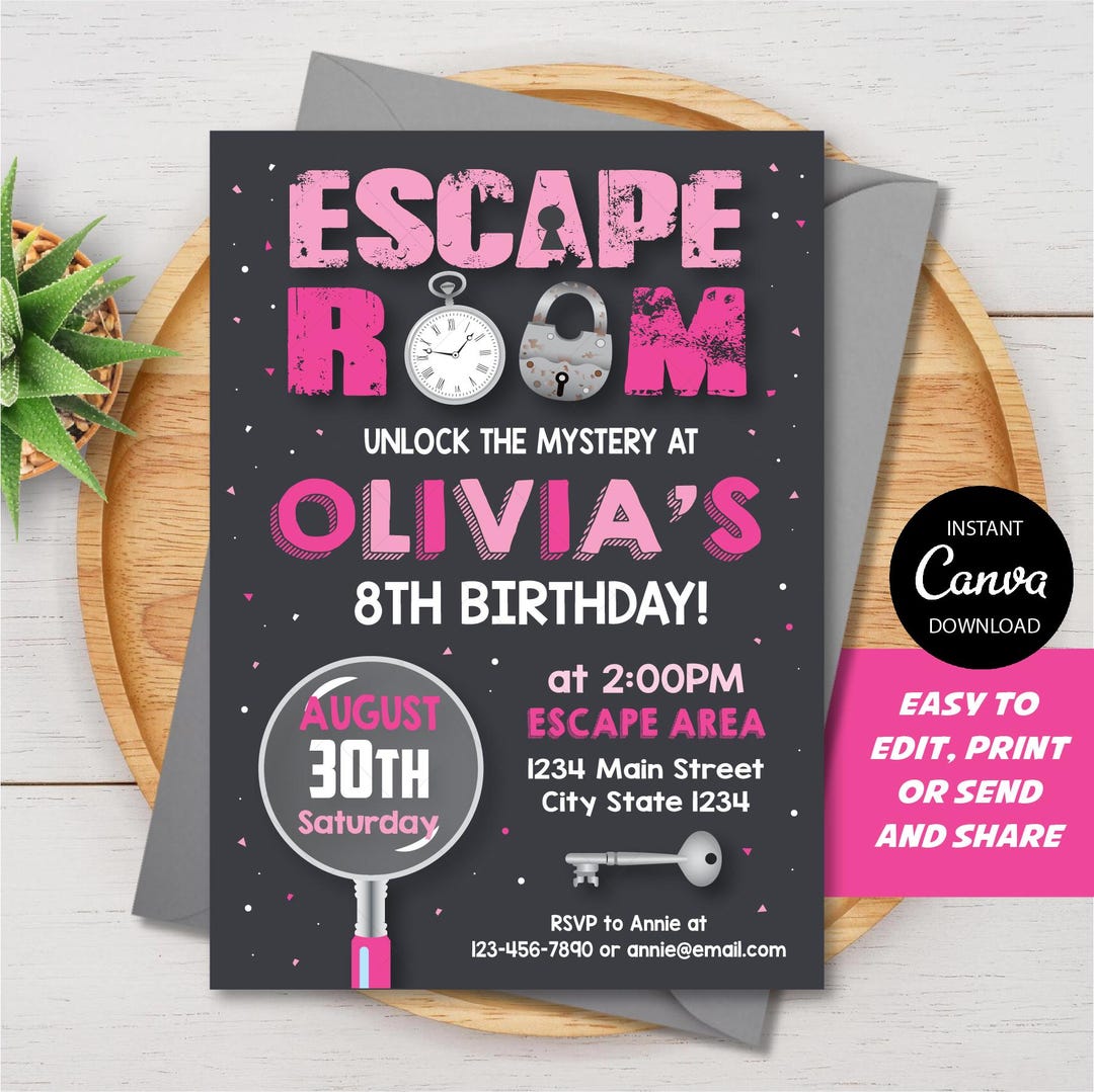 Editable, Escape Room Invitation, Escape Room Girls Birthday, Escape ...