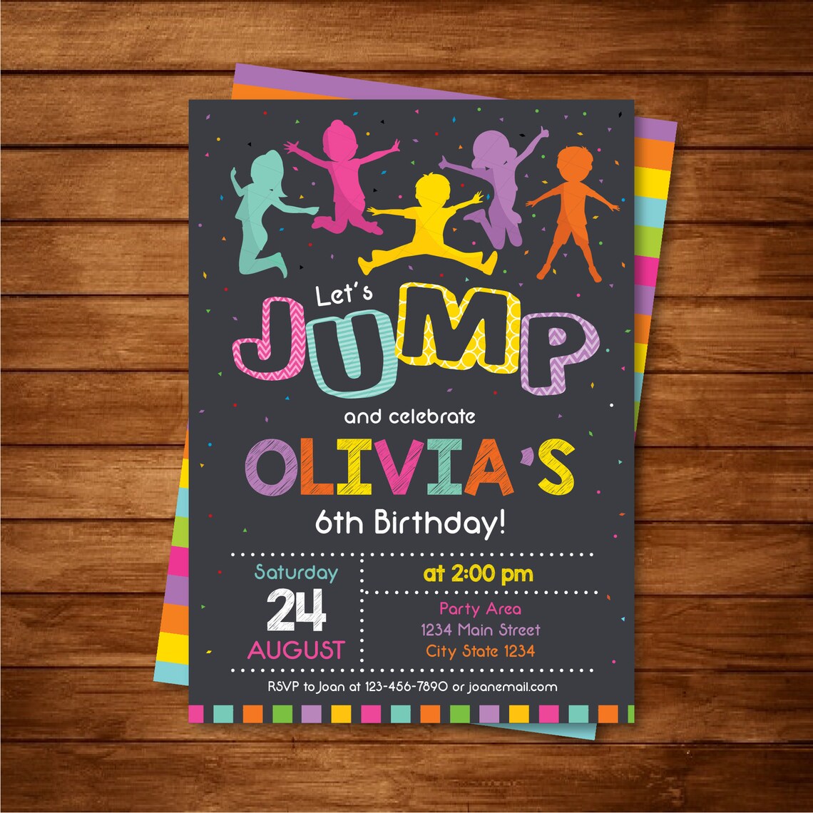 Editable, Jump Birthday Invitation, Jump Invitation, Jump Party, Canva ...