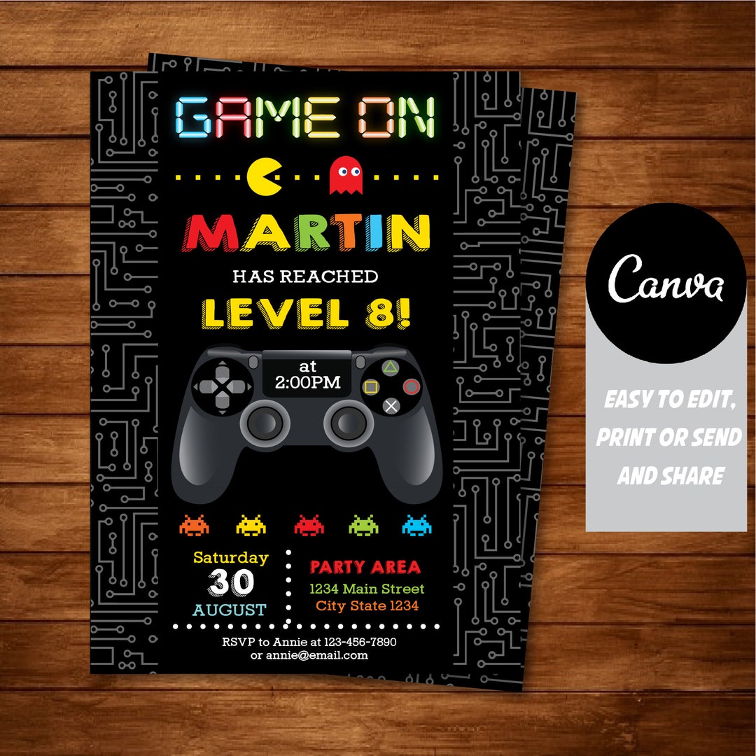 EDITABLE, Video Game Invitation, Video Game Birthday, Video Game Party ...