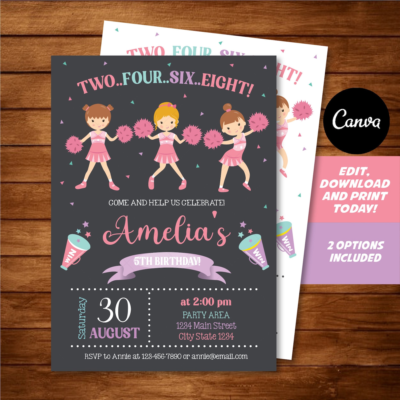 Editable, Cheerleaders Invitation, Cheerleaders Invite, Cheerleader ...