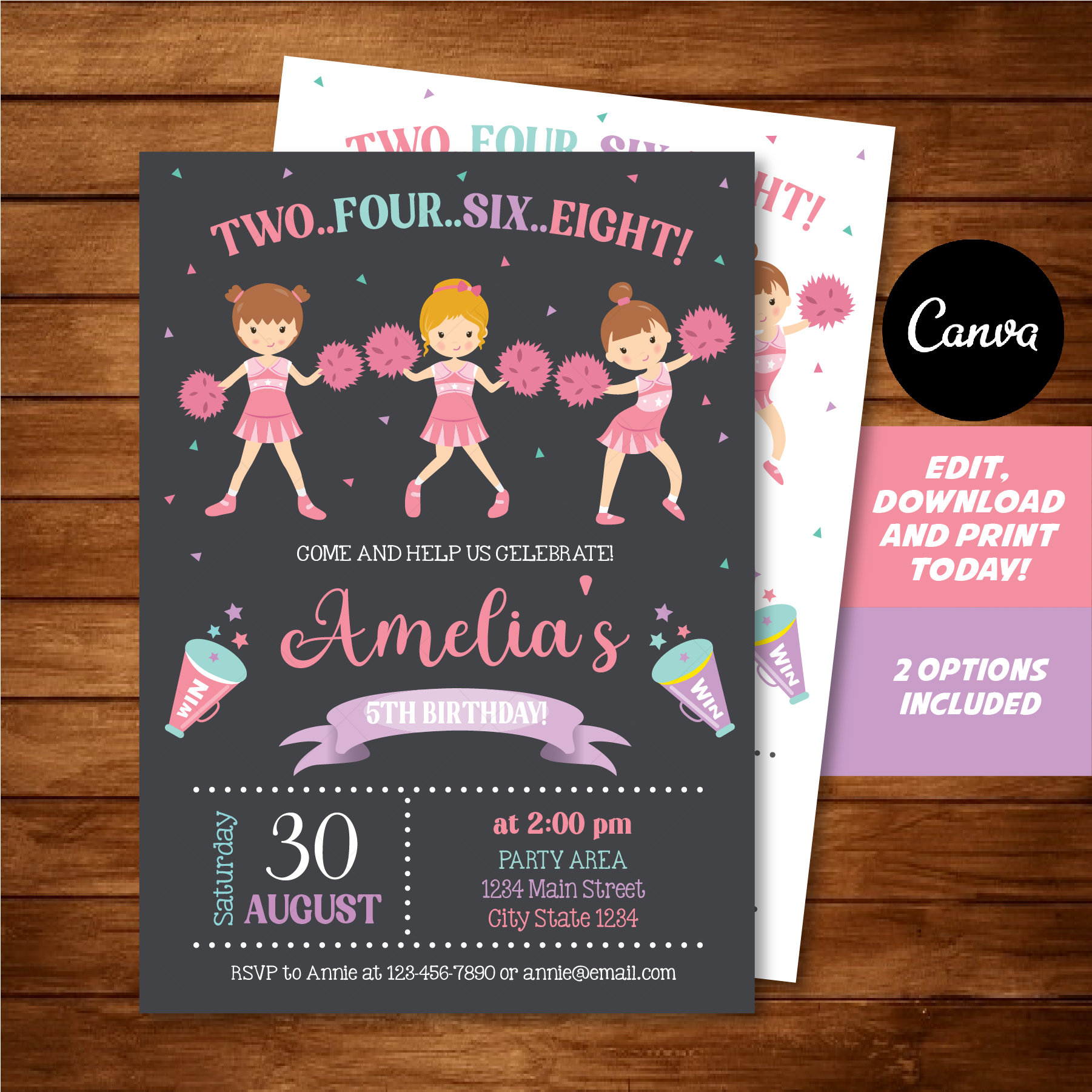 Editable, Cheerleaders Invitation, Cheerleaders Invite, Cheerleader ...