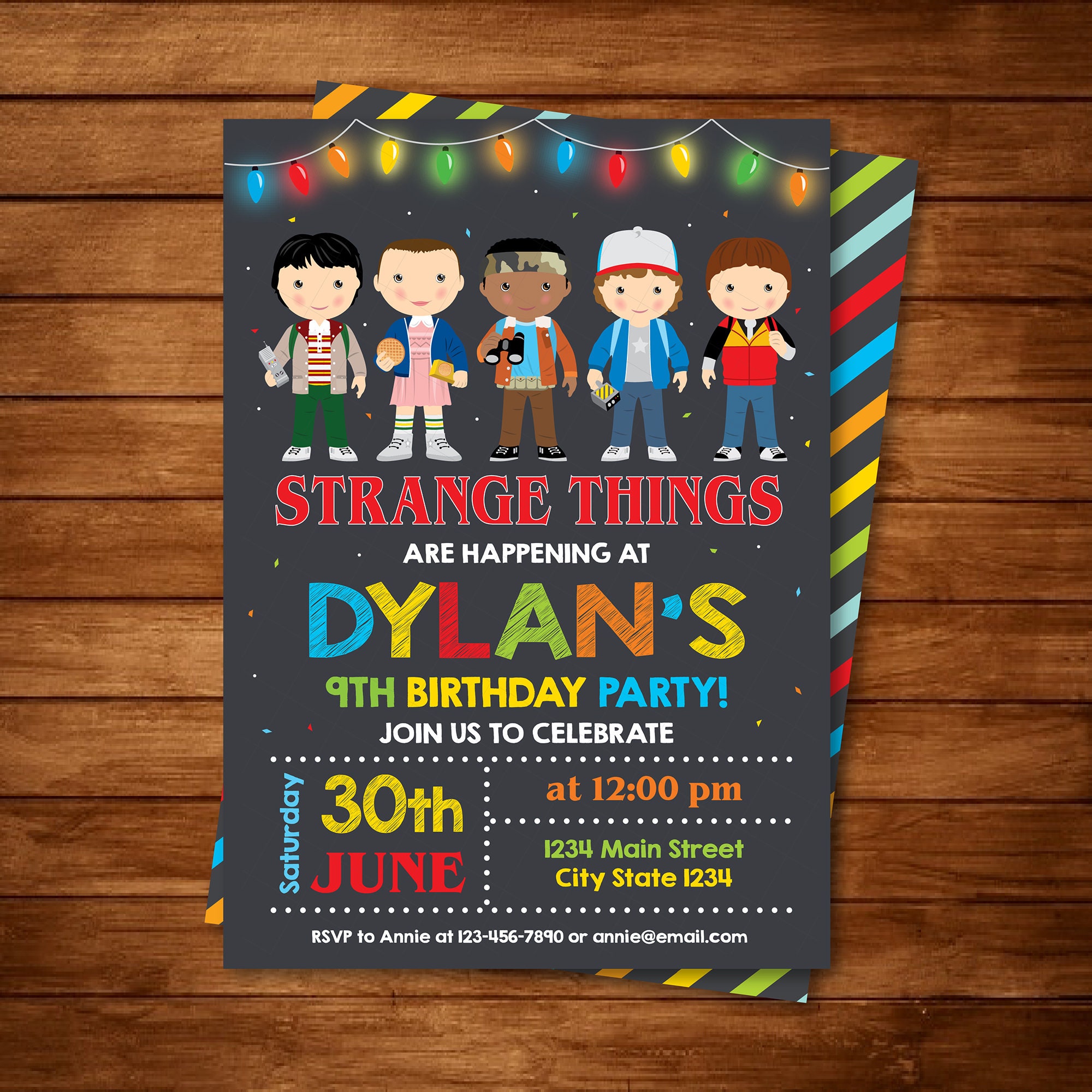 Editable Stranger Kids Birthday Invitation Stranger Kids - Etsy