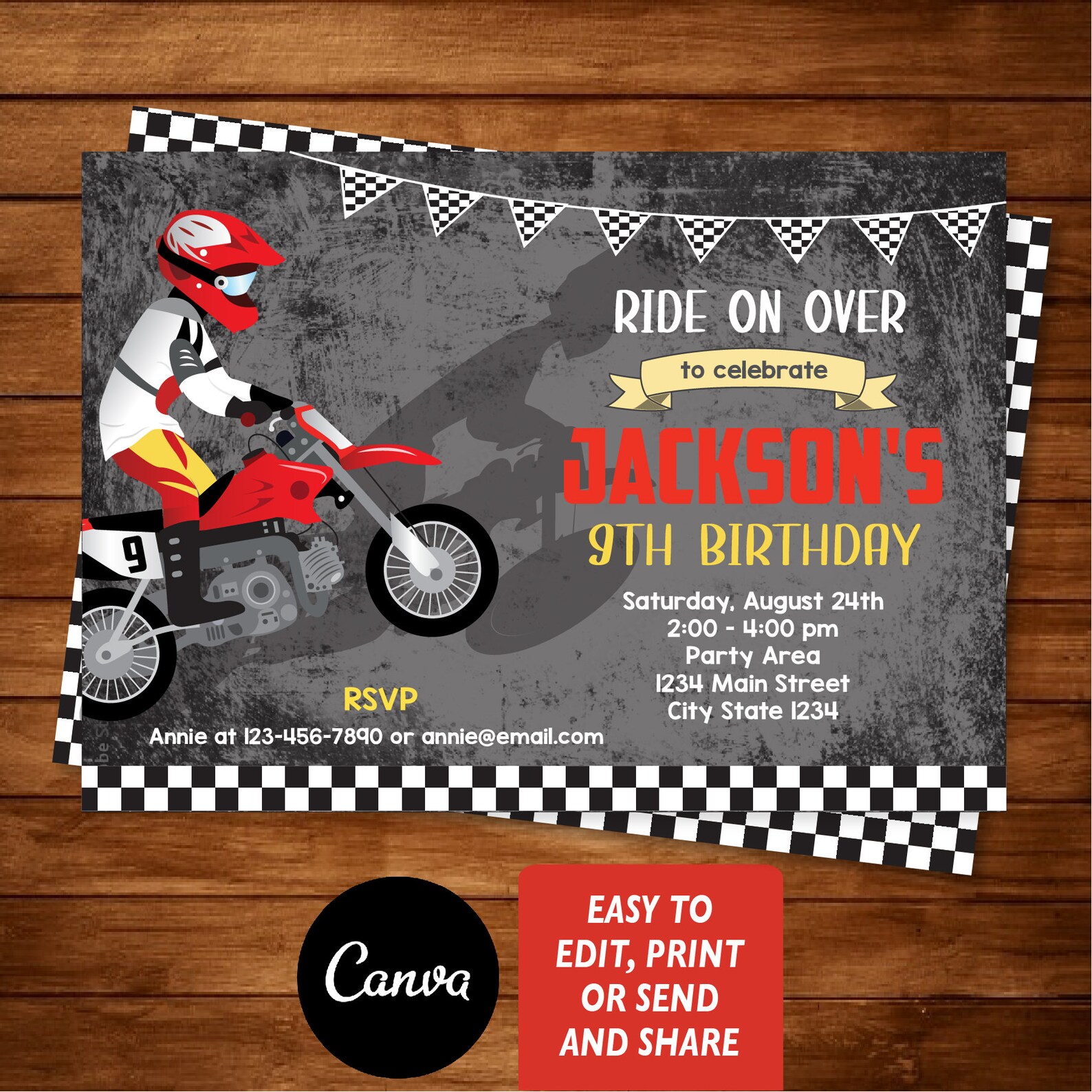 Self Editable, Motocross Birthday Invitation, Motocross Party ...
