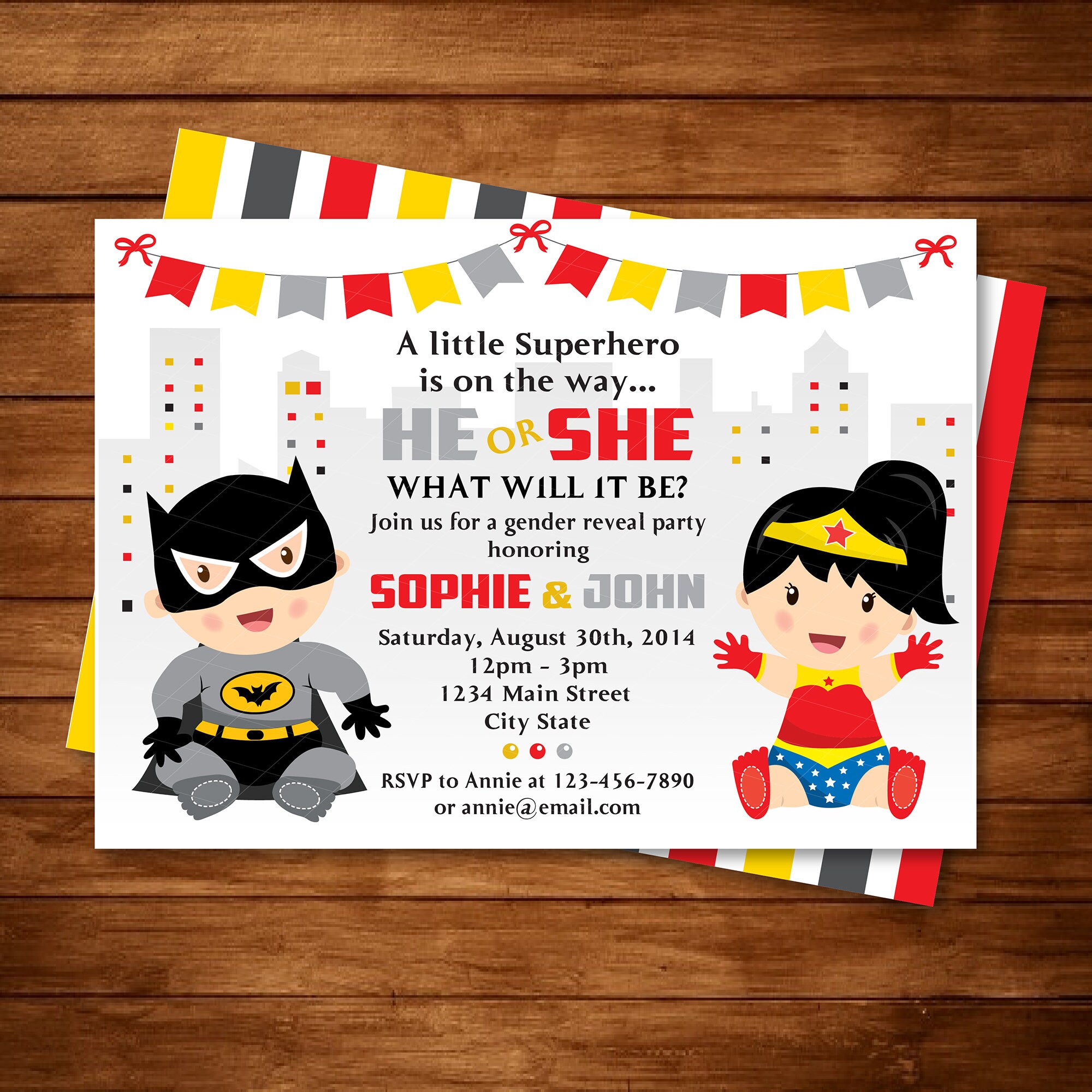 Editable Superhero Gender Reveal Invitation Corjl Template - Etsy