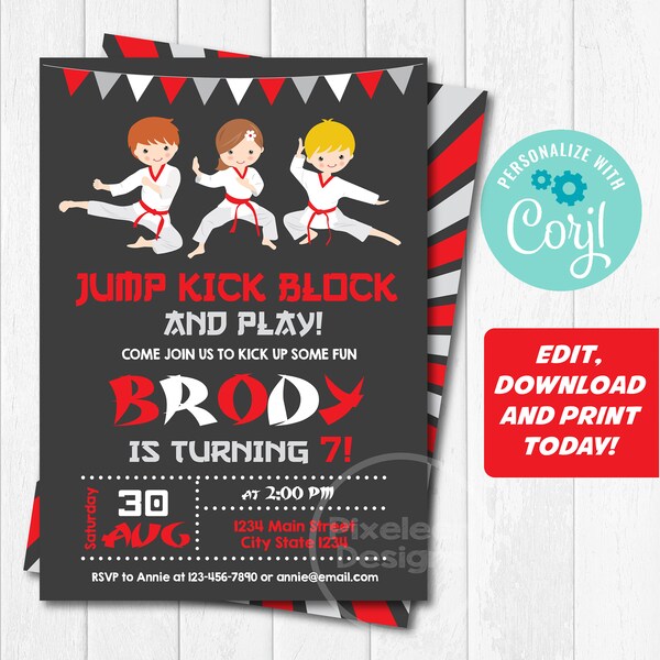 Karate Invite - Etsy