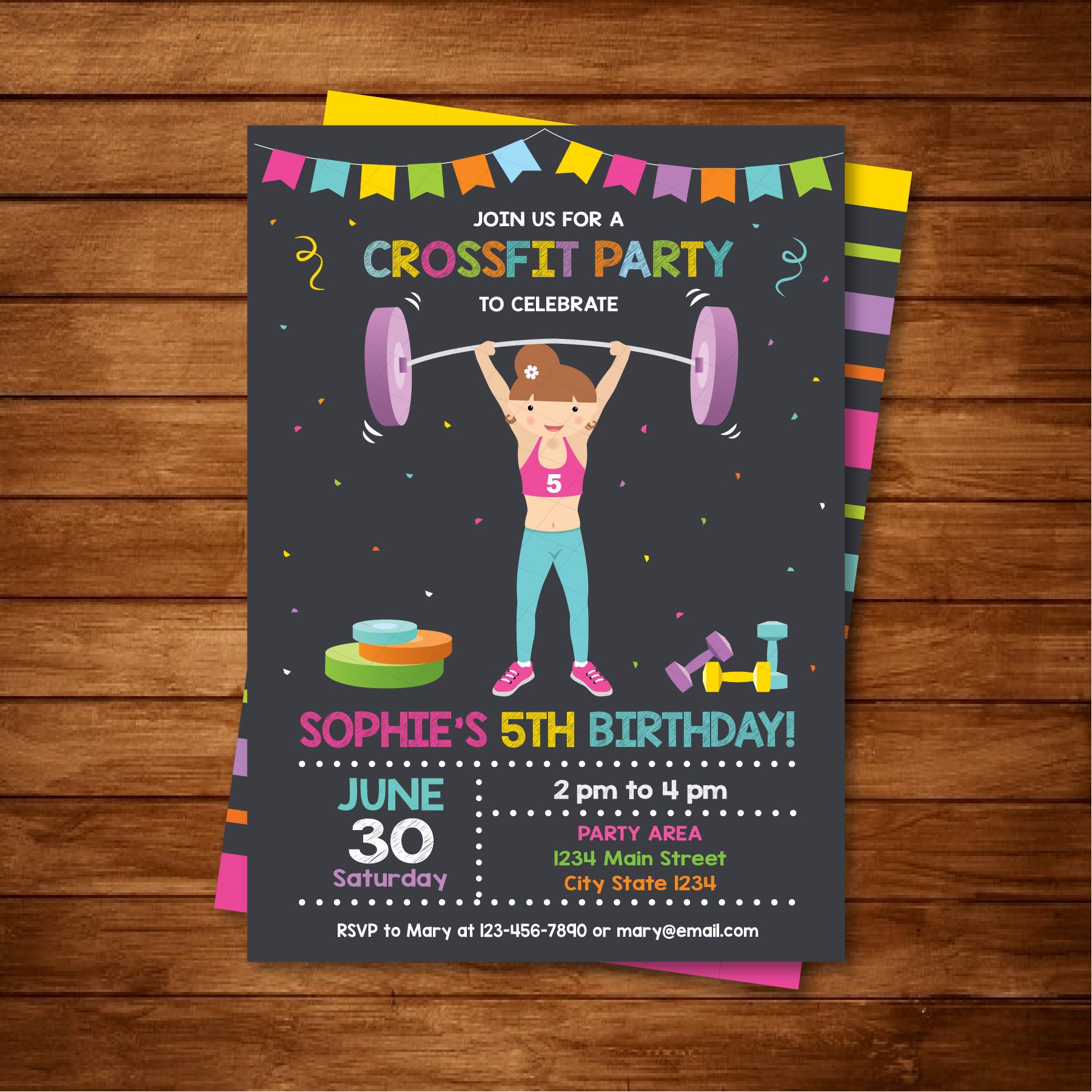EDITABLE, Crossfit Birthday Invitation, Fitness Birthday Party, Girls ...
