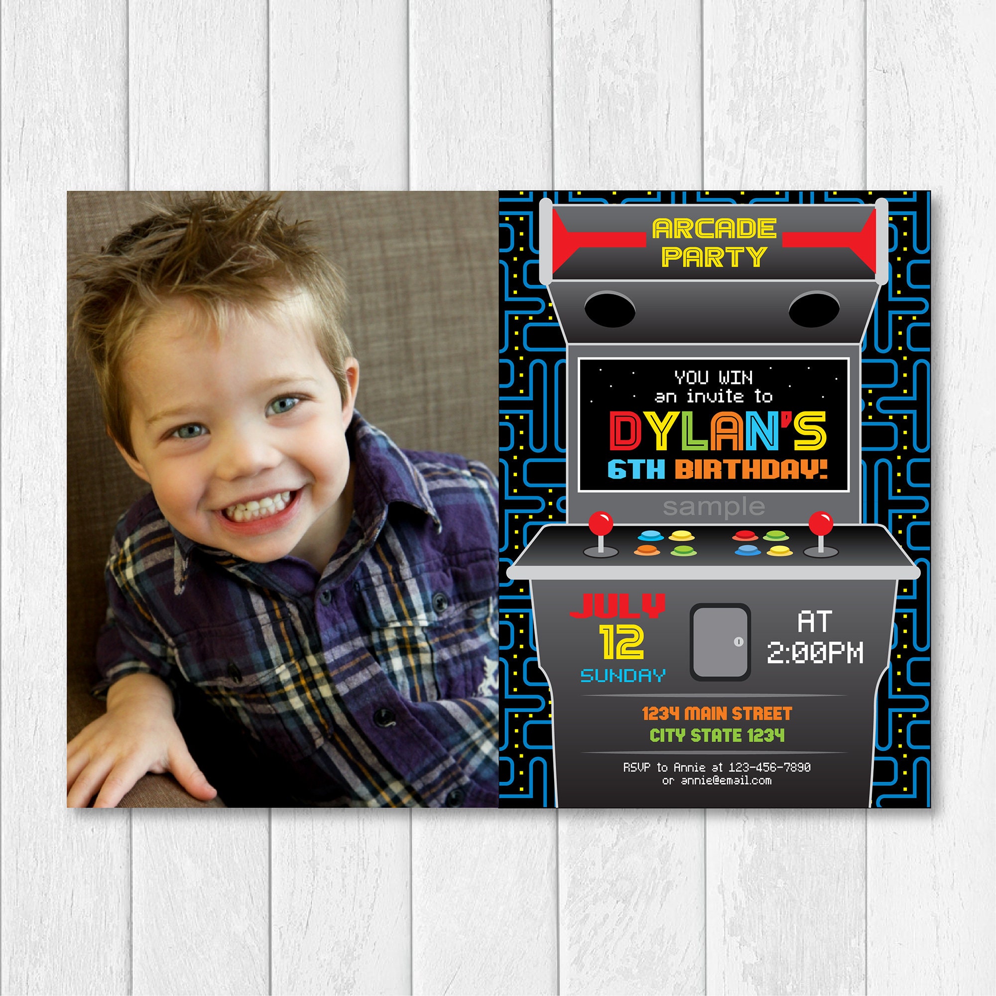 Arcade Birthday Invitation Arcade Party Corjl Video Game - Etsy