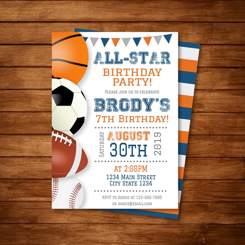 Editable All Star Birthday Invitation All Star Party Sports - Etsy