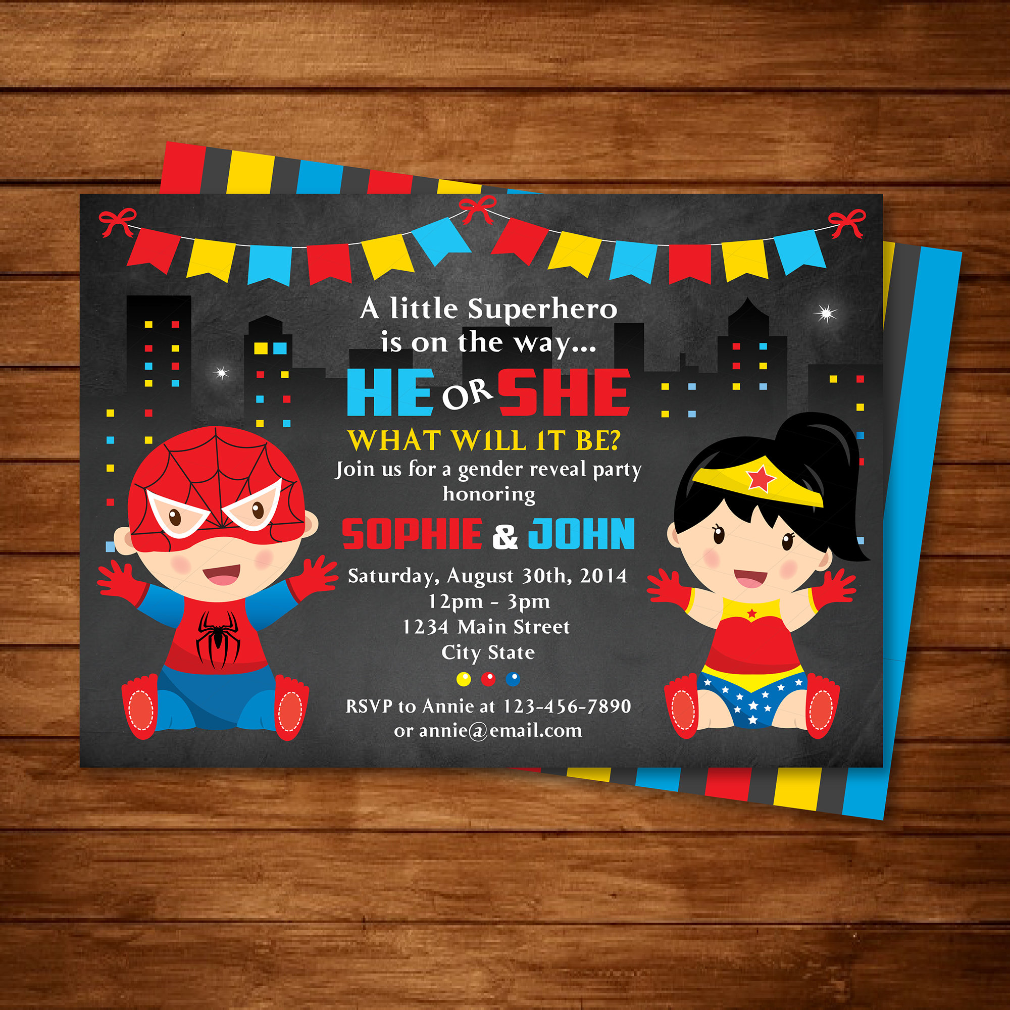 Editable Superhero Gender Reveal Invitation Corjl Template - Etsy