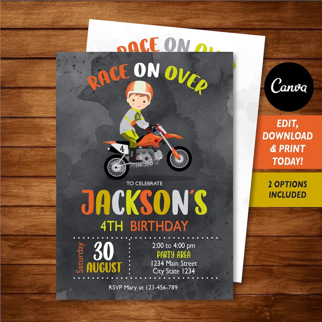 EDITABLE, Motocross Birthday Invitation, Motocross Party, Motocross ...