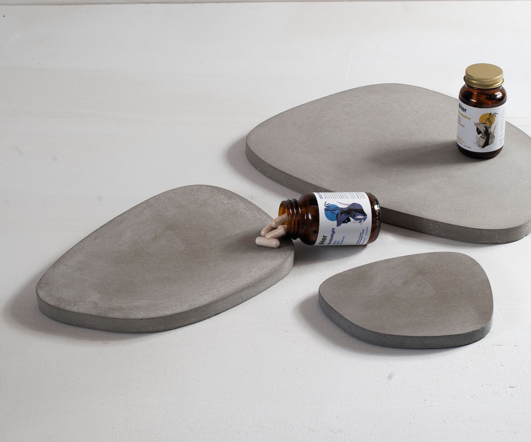 Grey Concrete Asymmetric Tray | Large | Catchall Tray | Desk Organizer ...