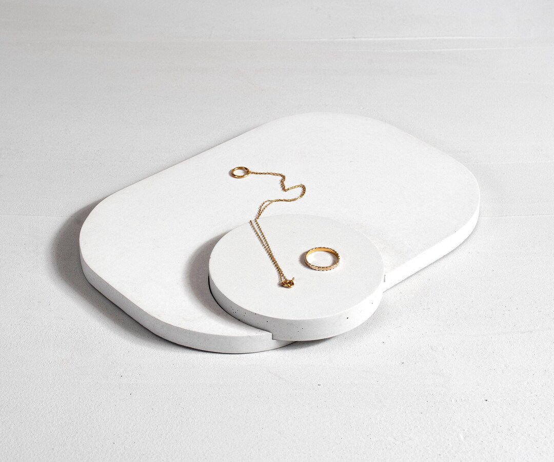 White Concrete Gradatio Tray | Rounded | Concrete Tray | Decorative ...