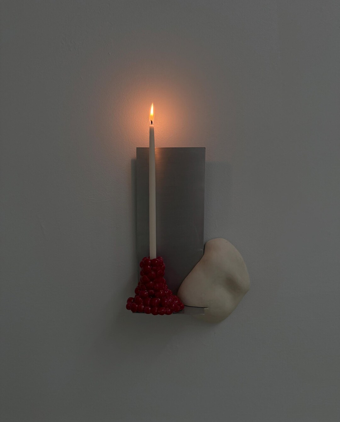 Red Ceramic Candlestick | Hand Built Ceramic Candle Holder | Sculptural ...