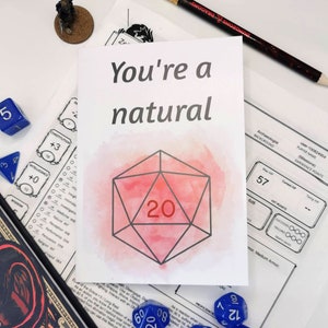 You're a Natural 20 D20 Card, Dungeons and Dragons, Dnd Card, Tabletop ...