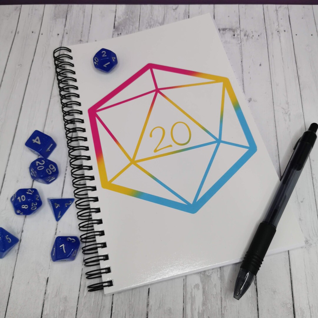 Pink Yellow and Blue D20 Lined Notebook for Dungeons and - Etsy