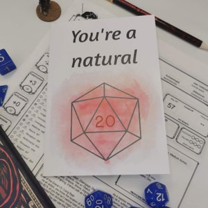 You're a Natural 20 D20 Card, Dungeons and Dragons, Dnd Card, Tabletop ...