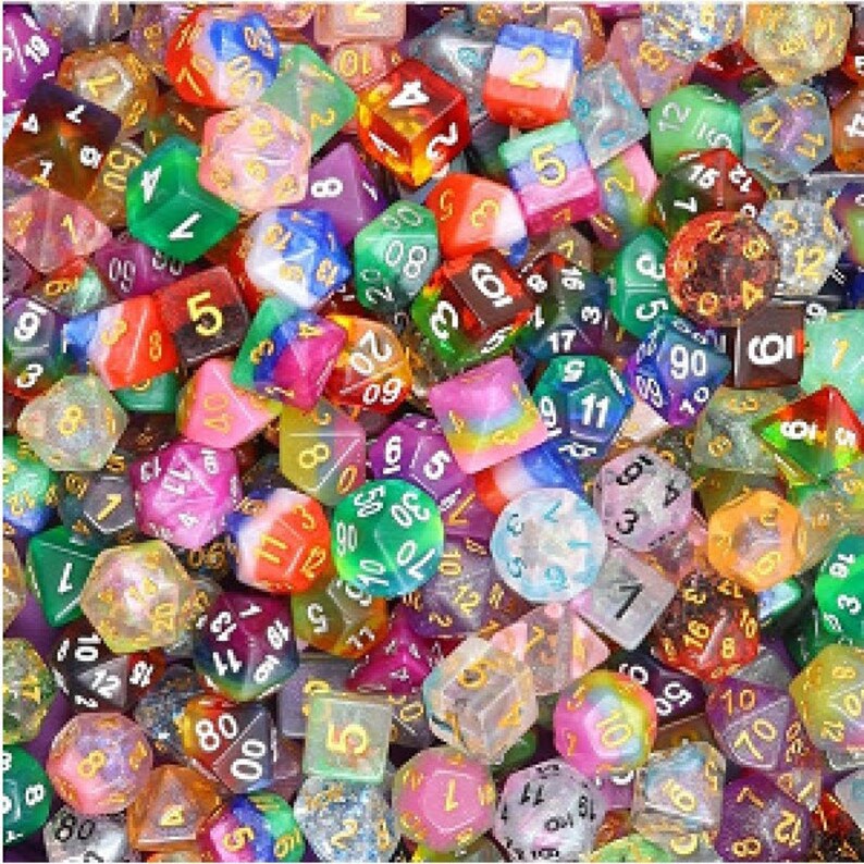 Mystery Dice Set of 7 High Quality Mixed Polyhedral Dice For | Etsy