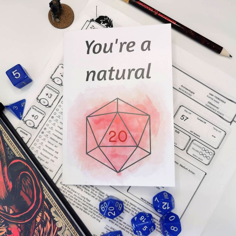 You're a Natural 20 D20 Card Dungeons and Dragons Dnd - Etsy