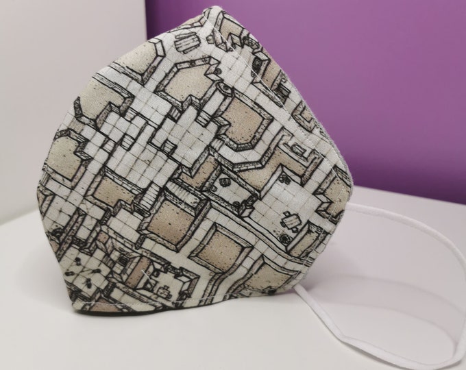 Sepia Dungeon Map Face Mask/covering Dungeons & Dragons, Reusable, Mask ...