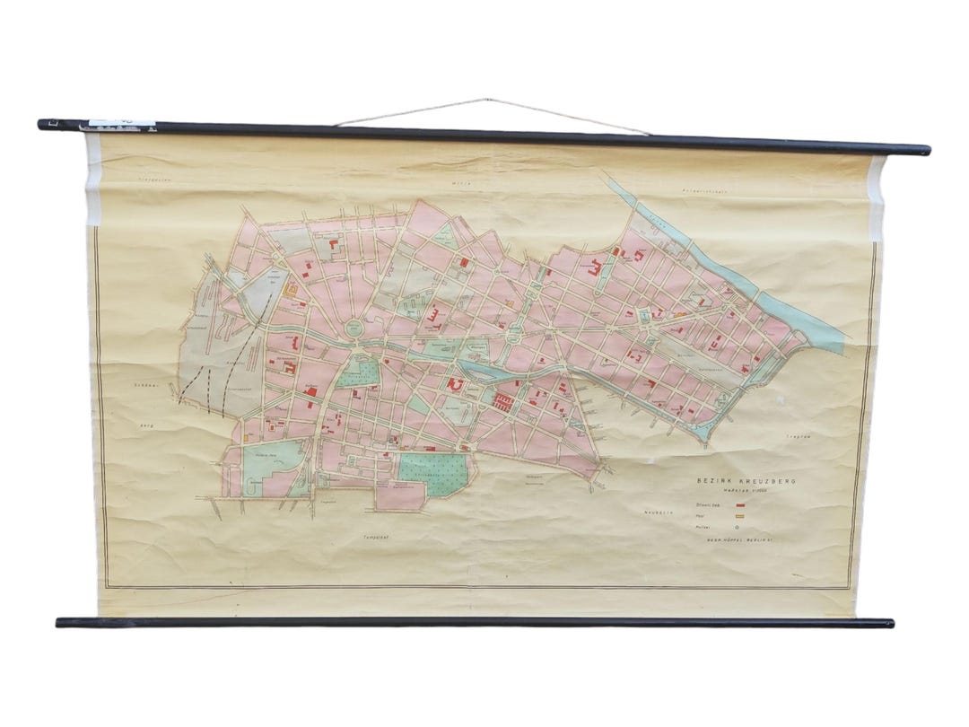 Old School Wall Map "berlin Kreuzberg" by the Höpfel Brothers, Roll Map ...
