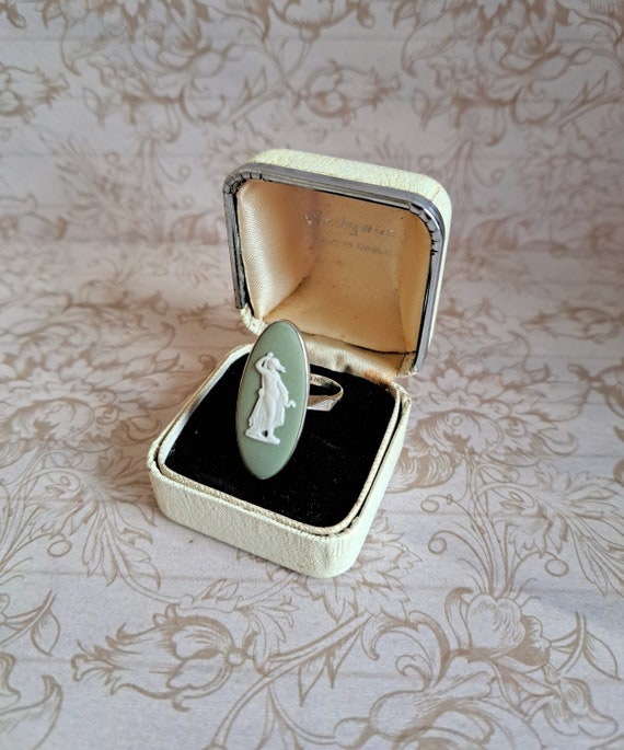 Sage Green Wedgwood Ring Jasperware Hygieia Goddess o… - Gem