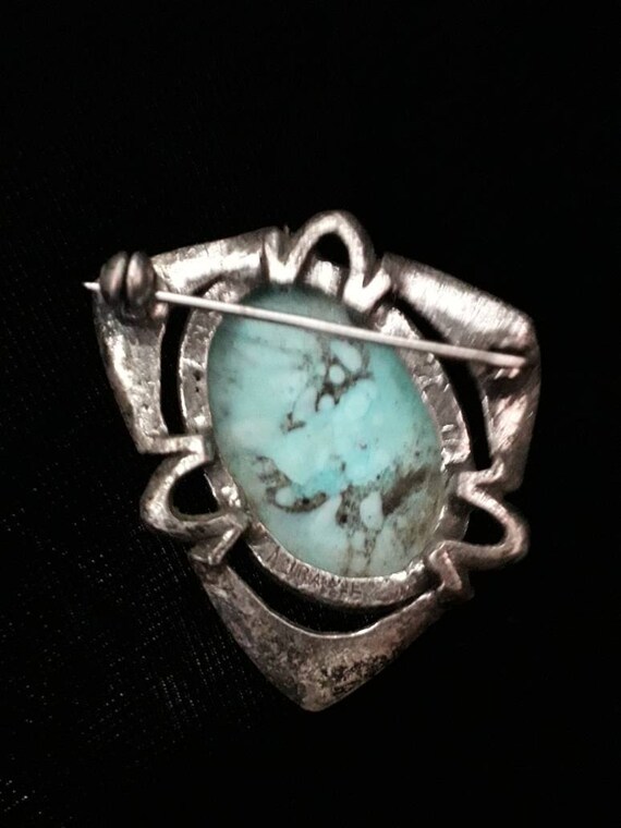 MIRACLE Signed Silver Plated Pewter Brooch Triangular… - Gem