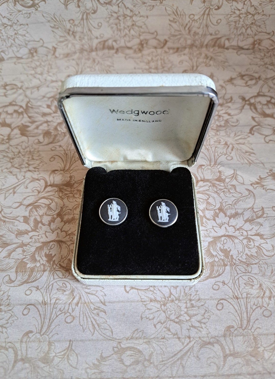 Wedgwood Stud Earrings Diana the Hunter Sterling Silver Black - Etsy