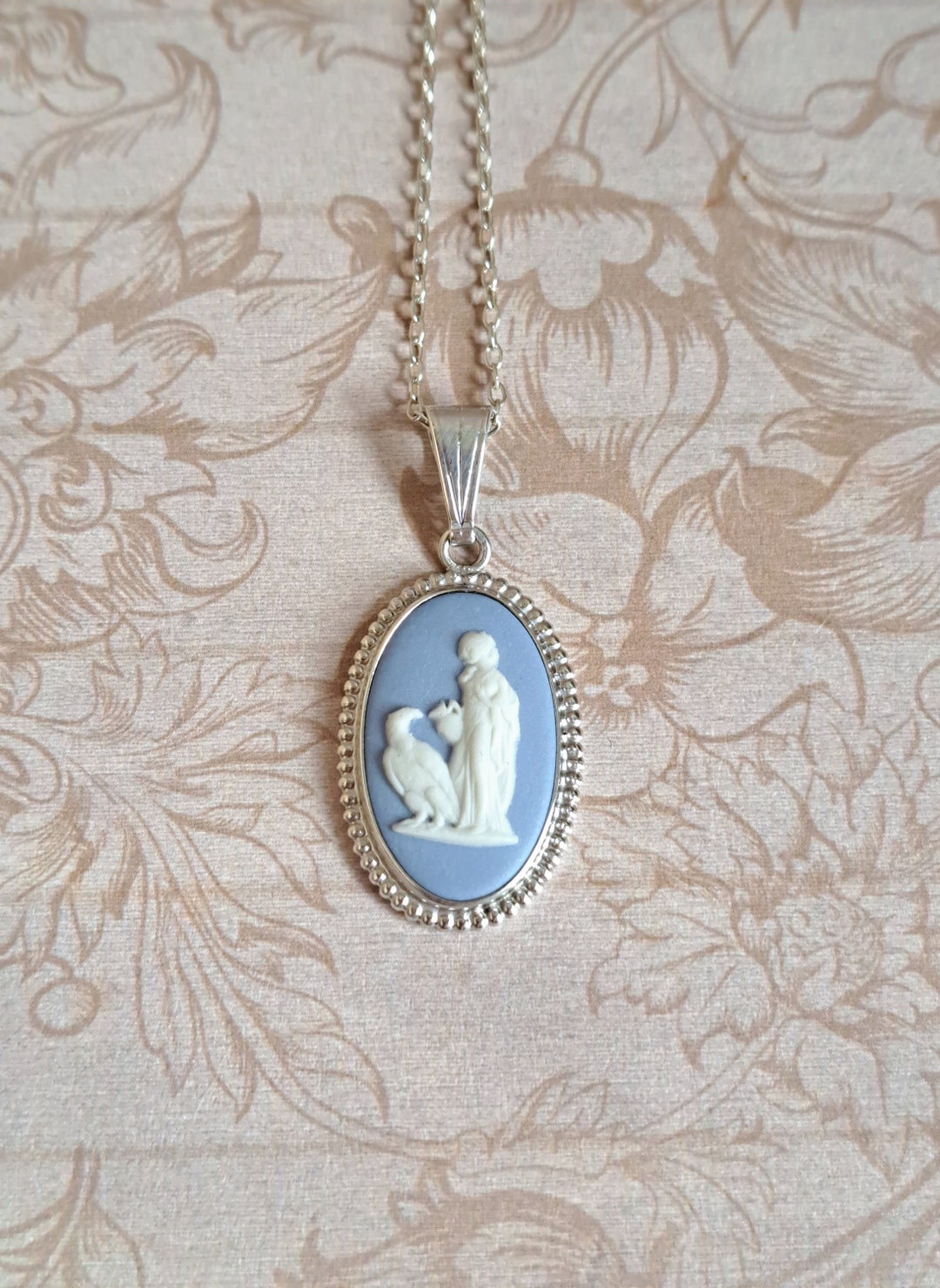 Vintage Wedgwood Blue Jasperware Cameo Pendant, Hebe & the Eagle Greek ...