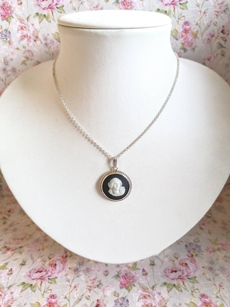 Vintage Wedgwood Black Jasperware Cameo Pendant Classical - Etsy