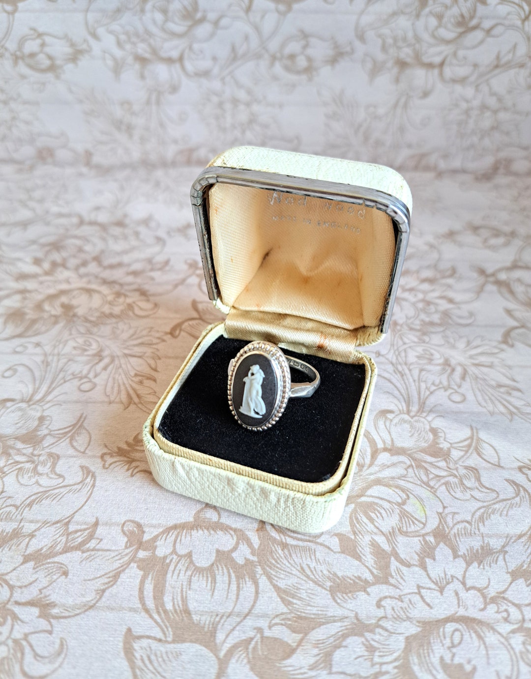 Vintage Wedgwood Ring Black Jasperware Oval Cameo, Sterling Silver ...