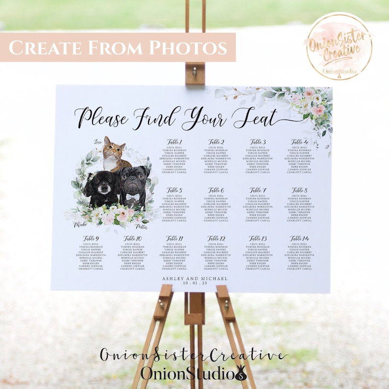 Dog Wedding Sign Seating Chart Printable Pet Wedding Seating - Etsy Canada