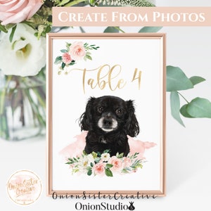 Dogs Wedding Seating Chart Cards With Pets, Custom Wedding Table Number ...